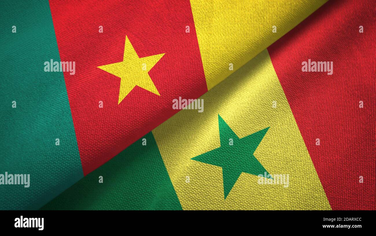 Cameroon and Senegal two flags textile cloth, fabric texture Stock ...