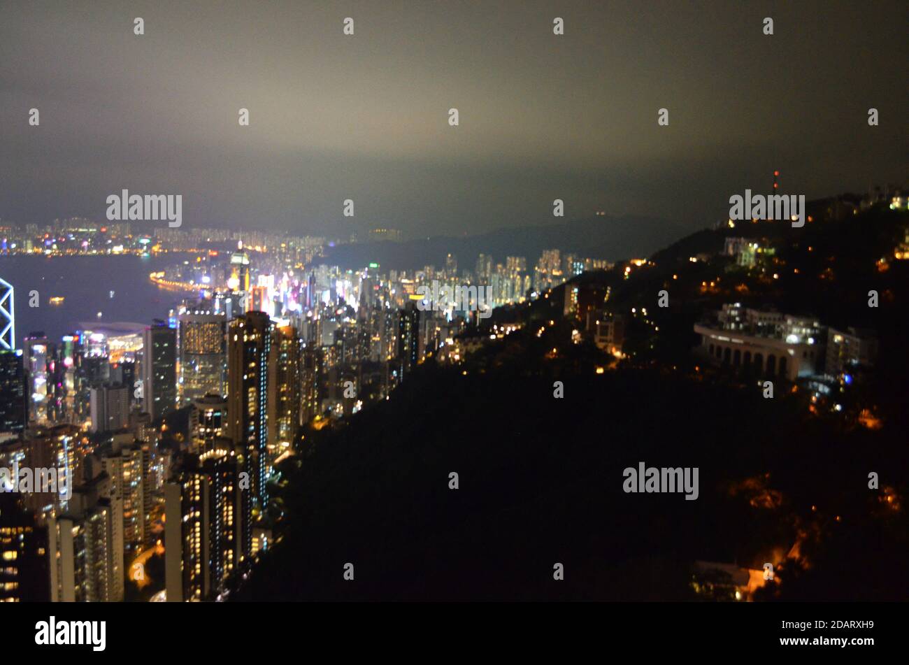 Hong Kong - Victoria Peak Night View of Cityscape Stock Photo - Alamy