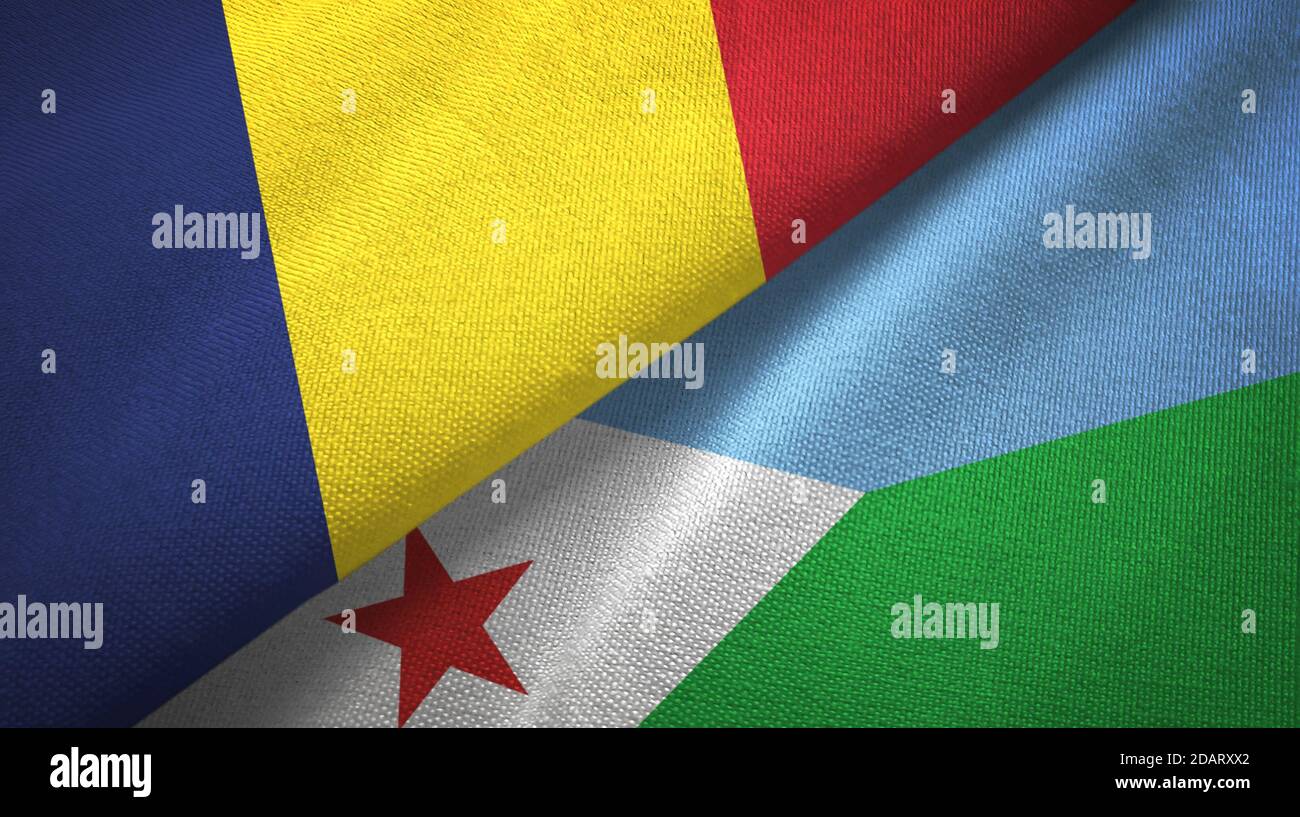 Chad and Djibouti two flags textile cloth, fabric texture Stock Photo ...