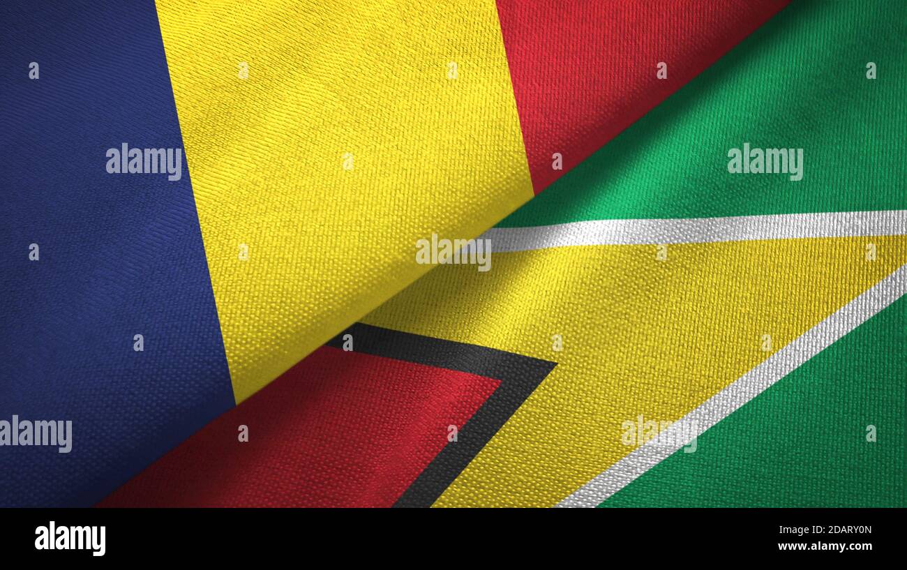 Chad and Guyana two flags textile cloth, fabric texture Stock Photo - Alamy