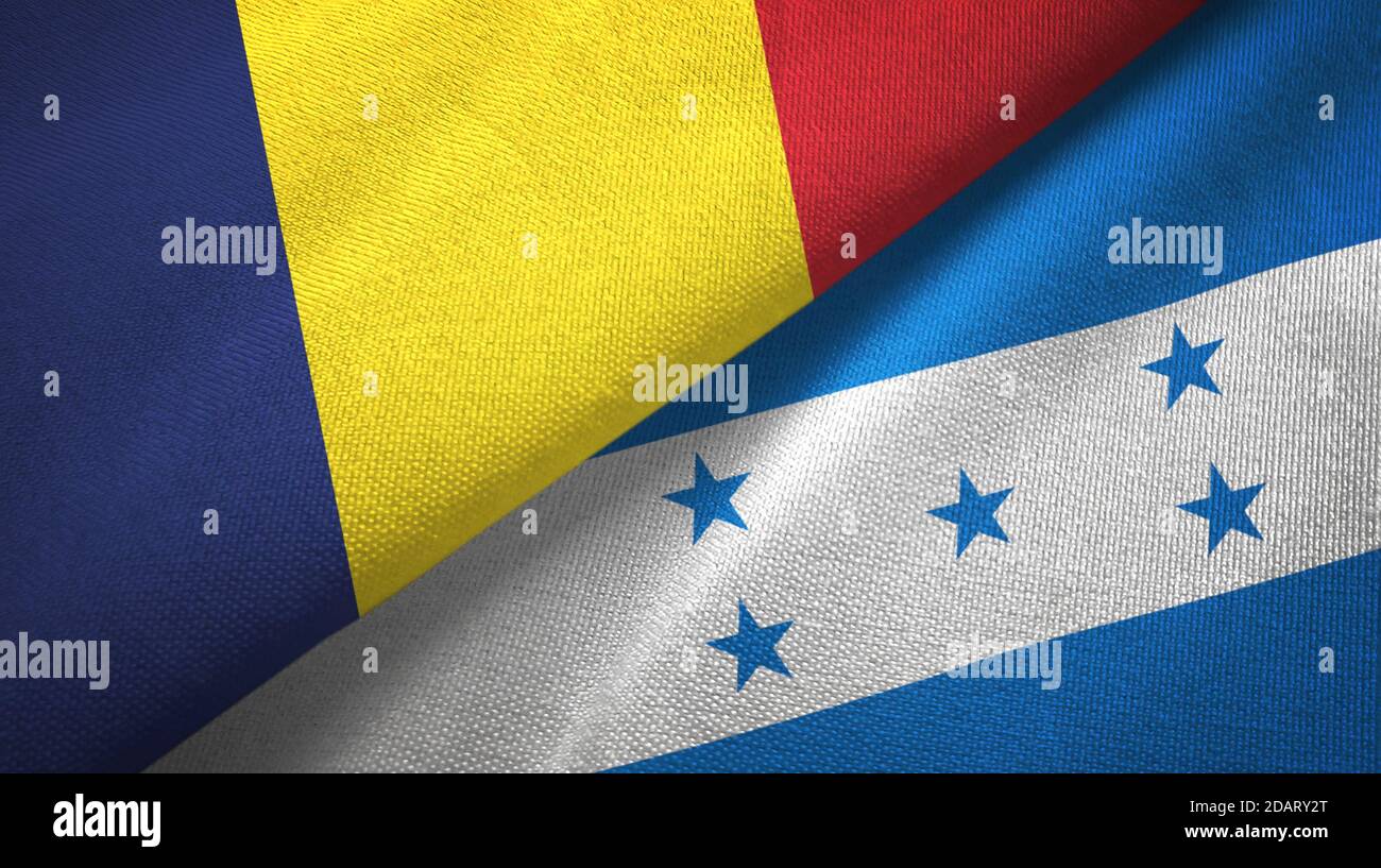 Chad and Honduras two flags textile cloth, fabric texture Stock Photo ...