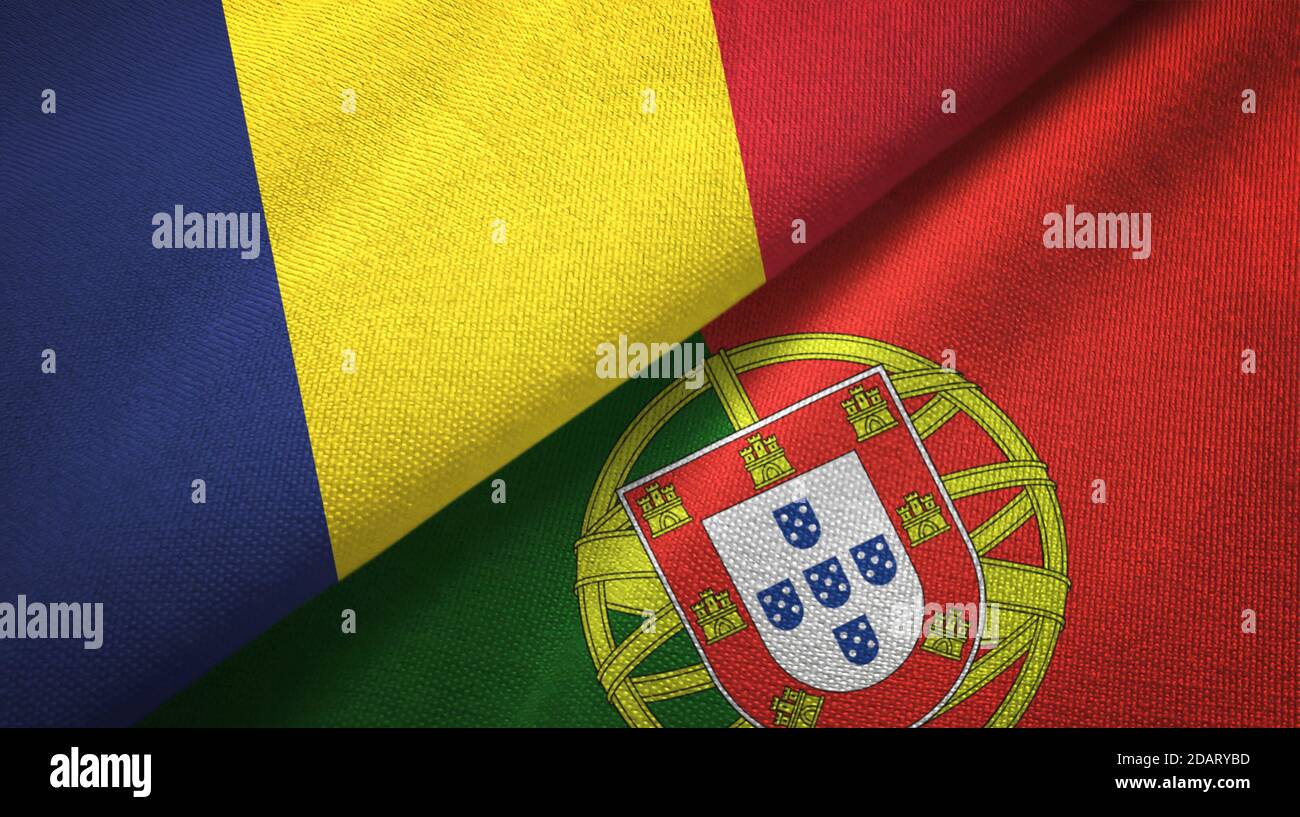 Chad and Portugal two flags textile cloth, fabric texture Stock Photo ...