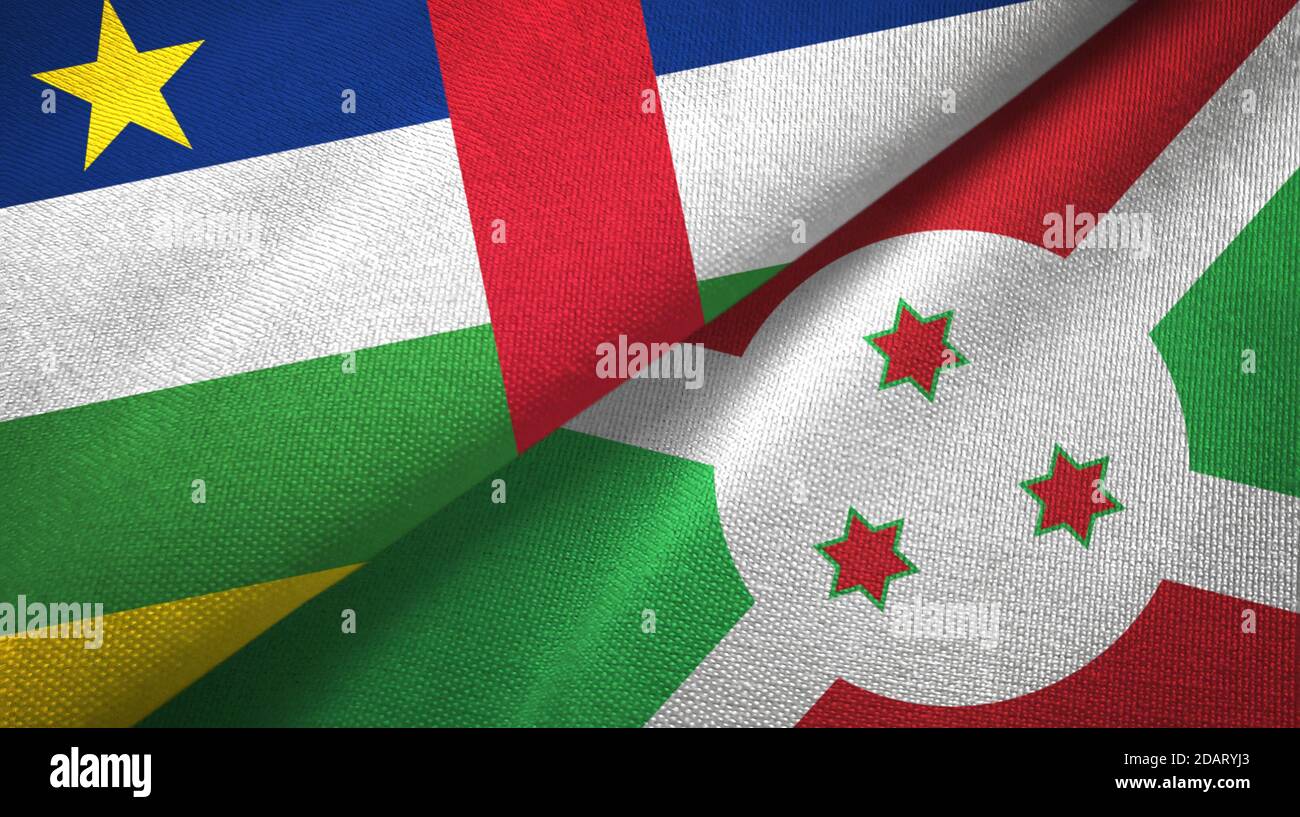 Central African Republic and Burundi two flags textile cloth, fabric ...