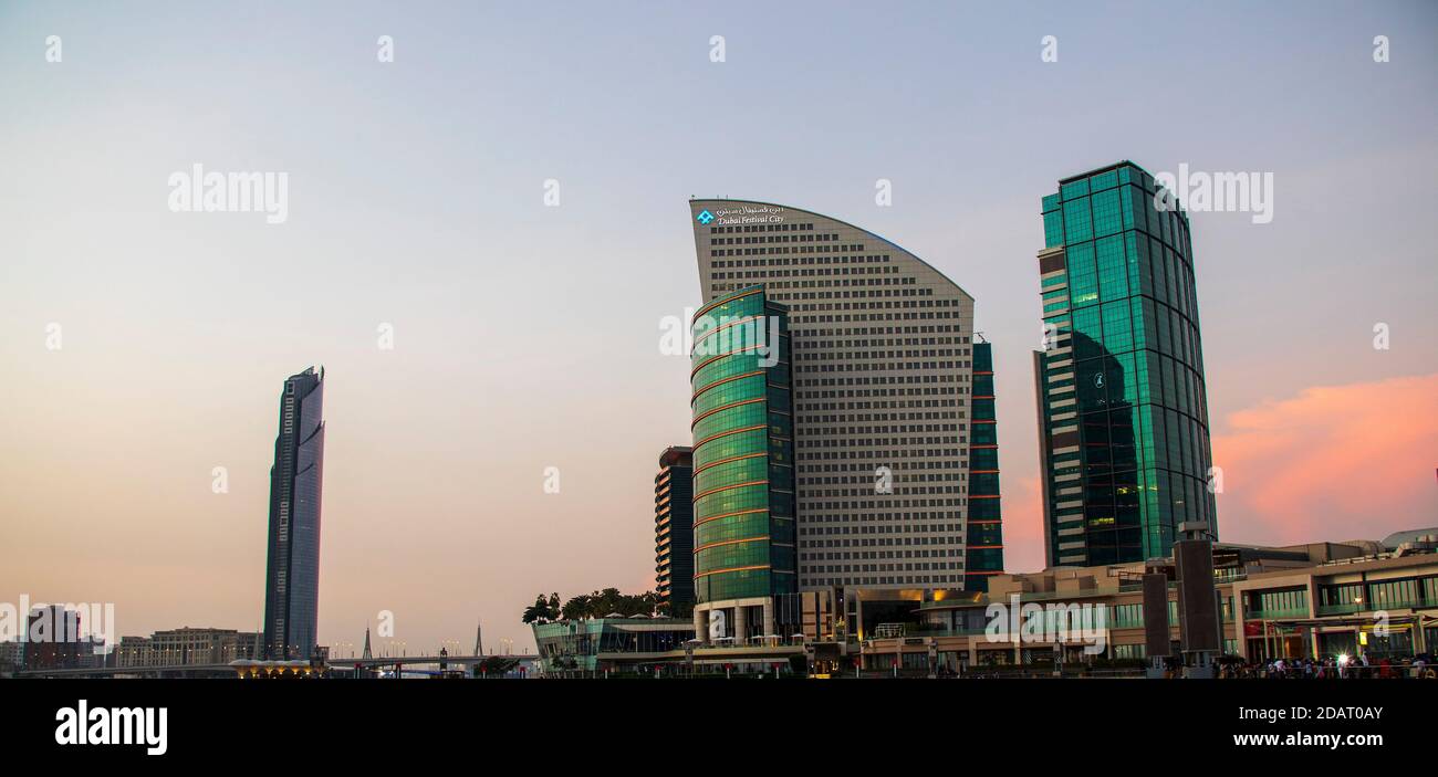 Building of intercontinental hotel in Dubai Festival city. Outdoors ...