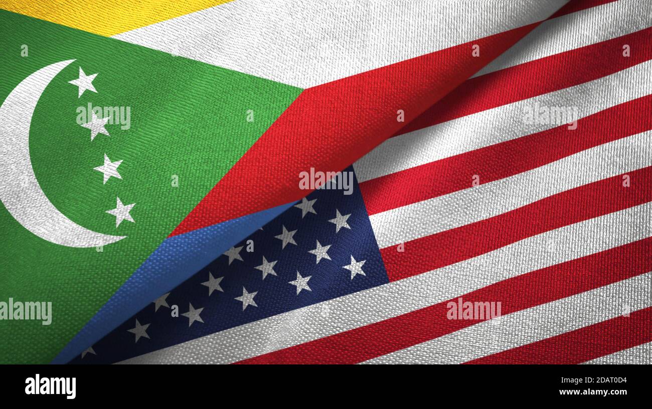 Comoros and United States two flags textile cloth, fabric texture Stock ...