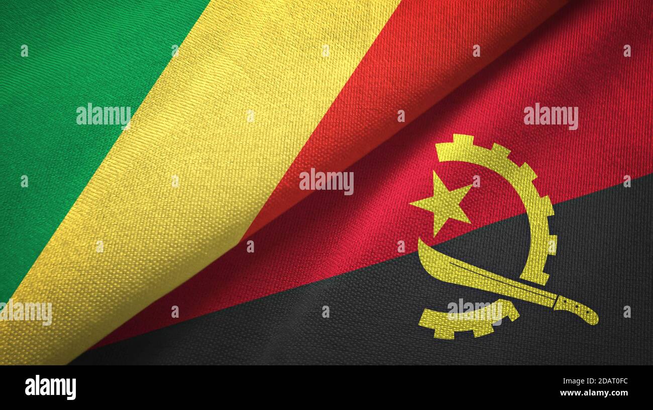 Congo and Angola two flags textile cloth, fabric texture Stock Photo ...