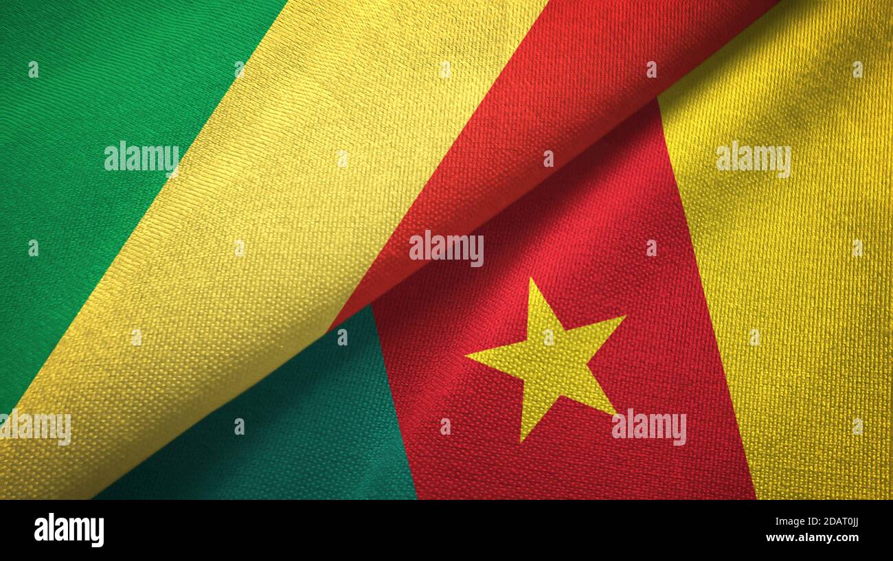 Congo and Cameroon two flags textile cloth, fabric texture Stock Photo ...