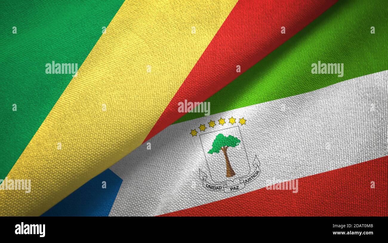 Congo and Equatorial Guinea two flags textile cloth, fabric texture ...