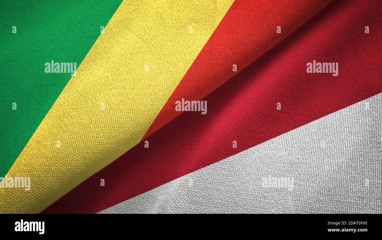 Congo and Indonesia two flags textile cloth, fabric texture Stock Photo ...