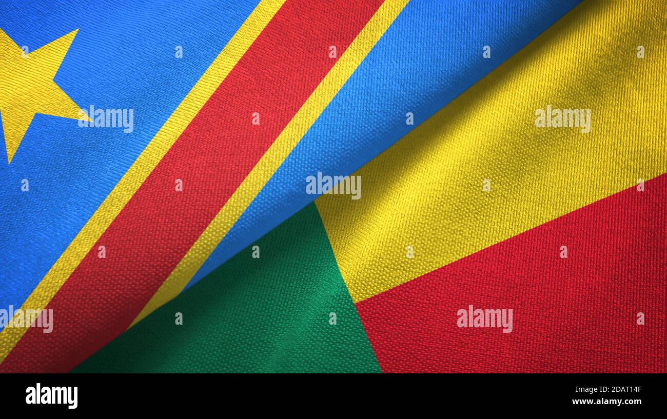 Congo Democratic Republic and Benin two flags textile cloth, fabric ...