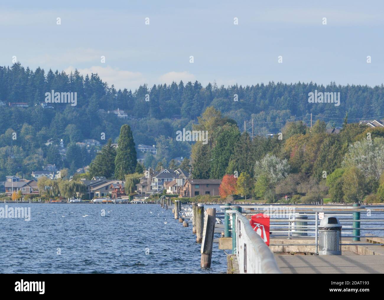 The walkway over the water in Coulon Beach Park on Lake Washington in ...