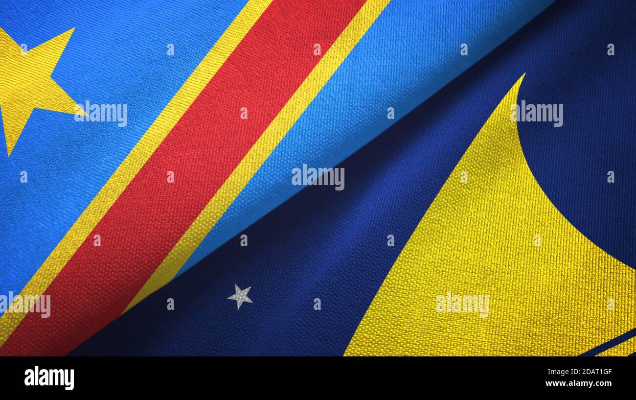 Congo Democratic Republic and Tokelau two flags textile cloth, fabric ...