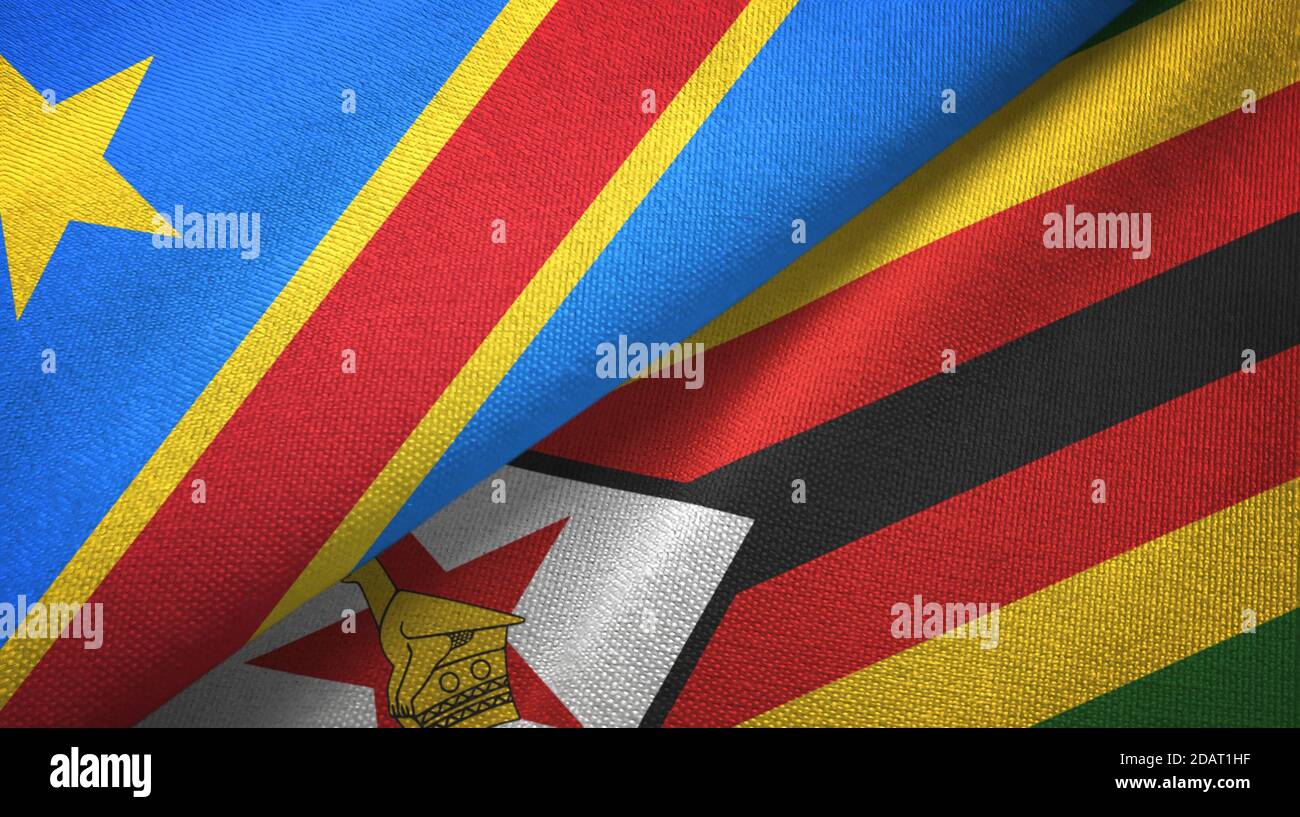 Congo Democratic Republic and Zimbabwe two flags textile cloth, fabric ...