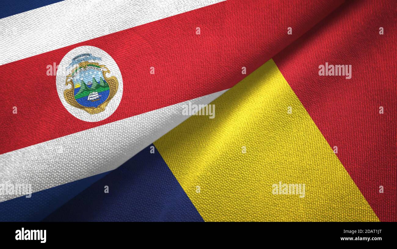 Costa Rica and Chad two flags textile cloth, fabric texture Stock Photo ...