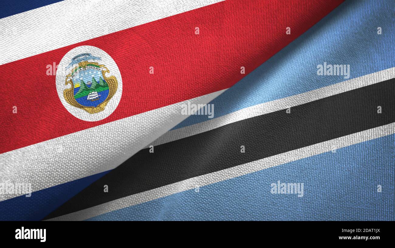 Costa Rica and Botswana two flags textile cloth, fabric texture Stock ...