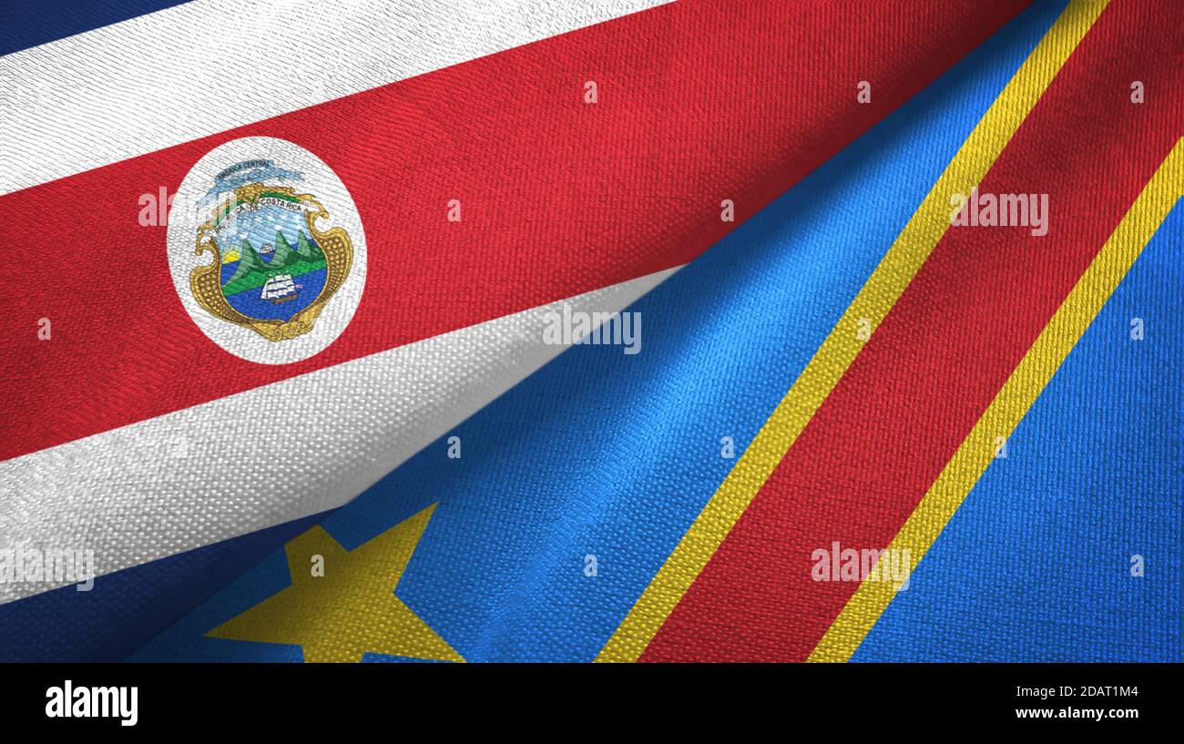 Costa Rica and Congo Democratic Republic two flags textile cloth Stock ...