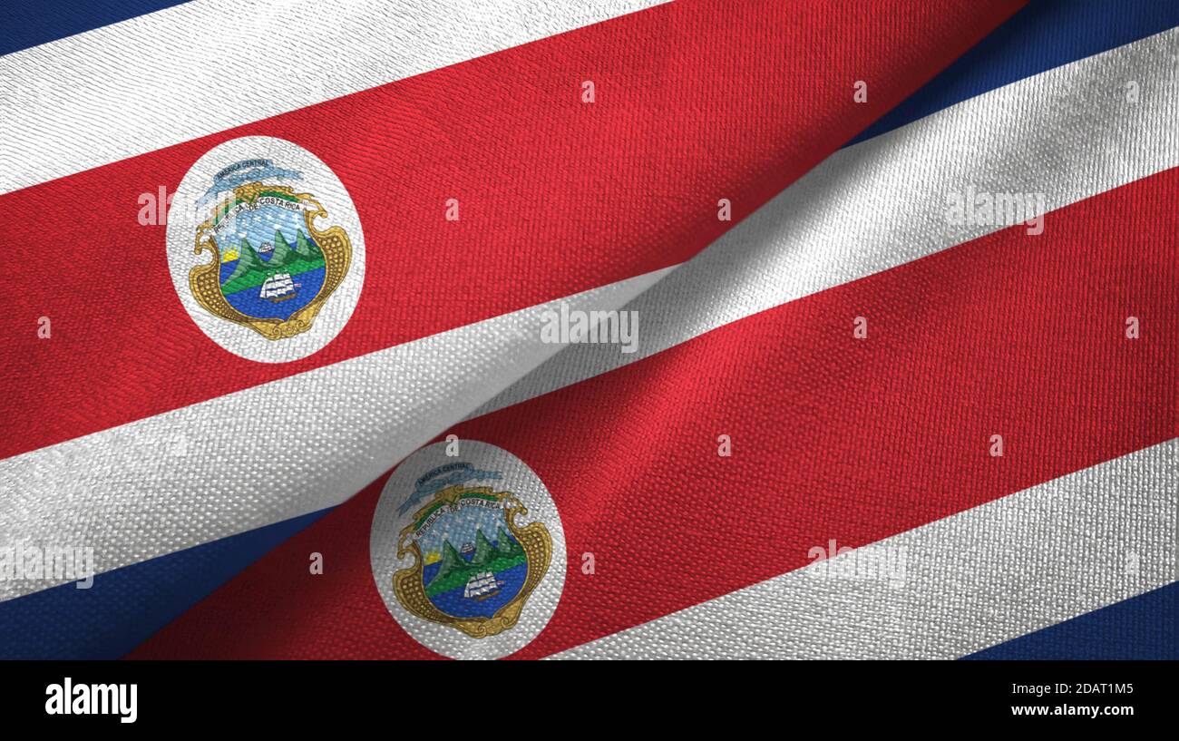 Costa Rica two flags textile cloth, fabric texture Stock Photo - Alamy