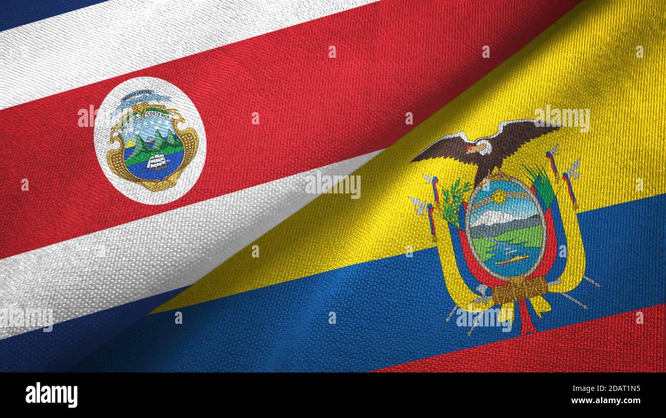 Costa Rica and Ecuador two flags textile cloth, fabric texture Stock ...