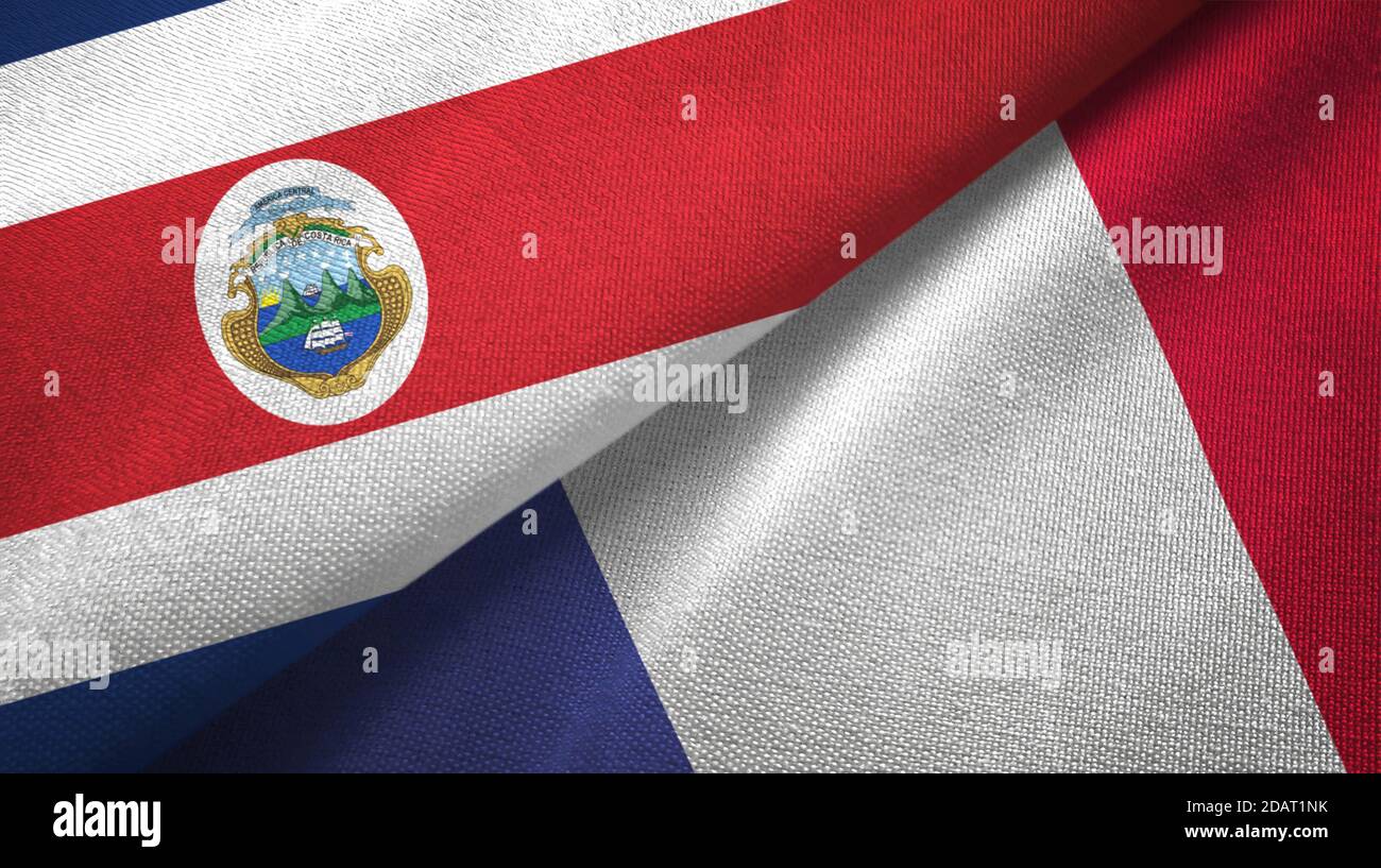 Costa Rica and France two flags textile cloth, fabric texture Stock ...