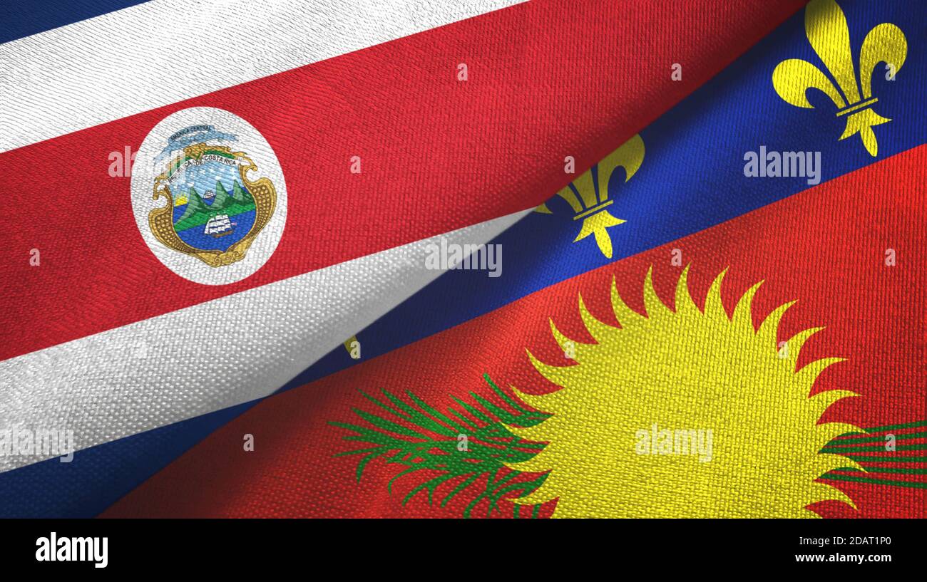 Costa Rica and Guadeloupe two flags textile cloth, fabric texture Stock ...