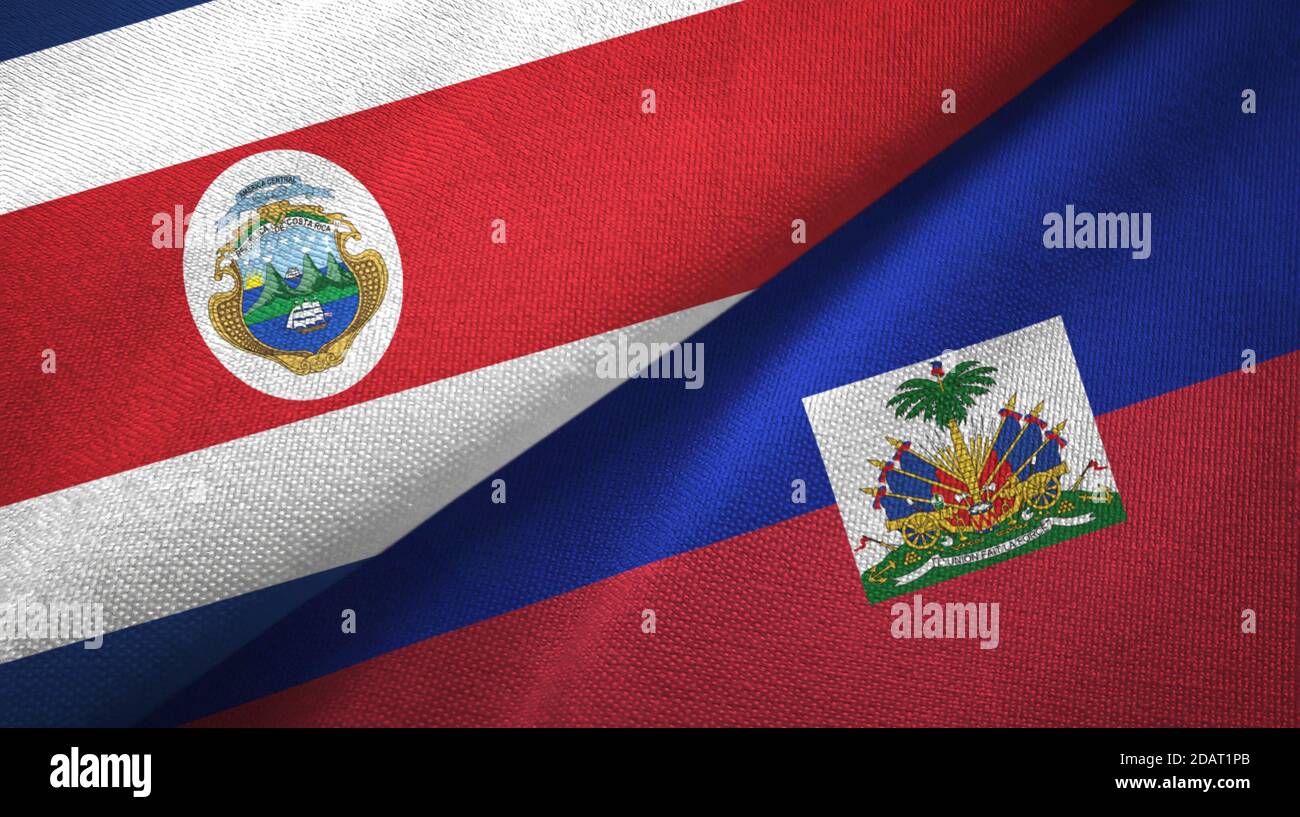 Costa Rica and Haiti two flags textile cloth, fabric texture Stock ...