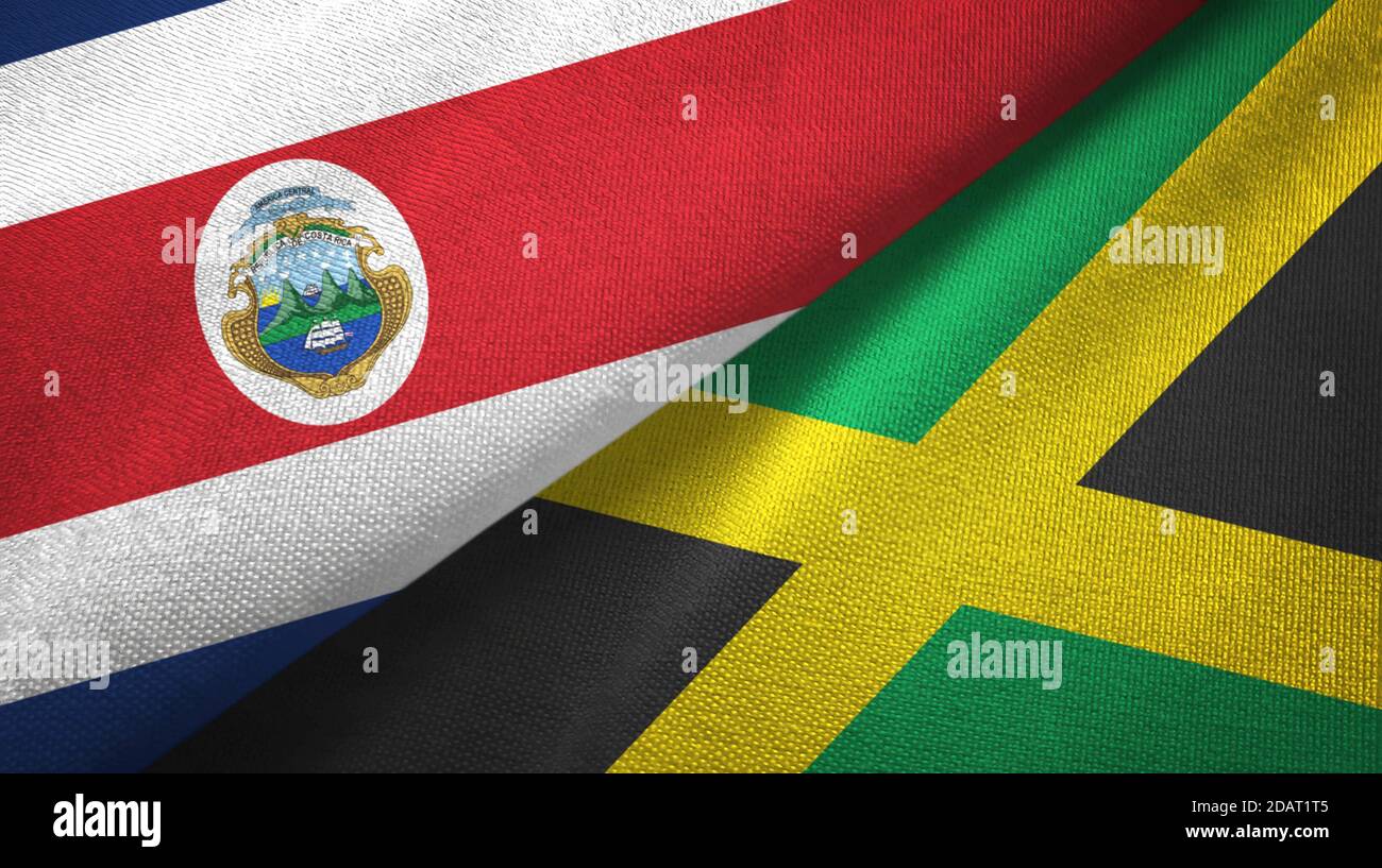 Costa Rica and Jamaica two flags textile cloth, fabric texture Stock ...