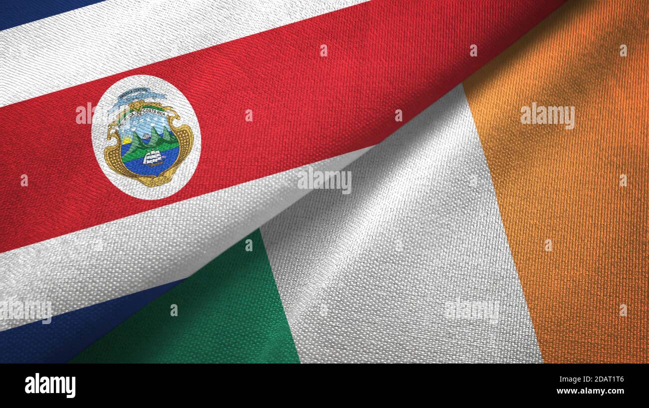 Costa Rica and Ireland two flags textile cloth, fabric texture Stock ...