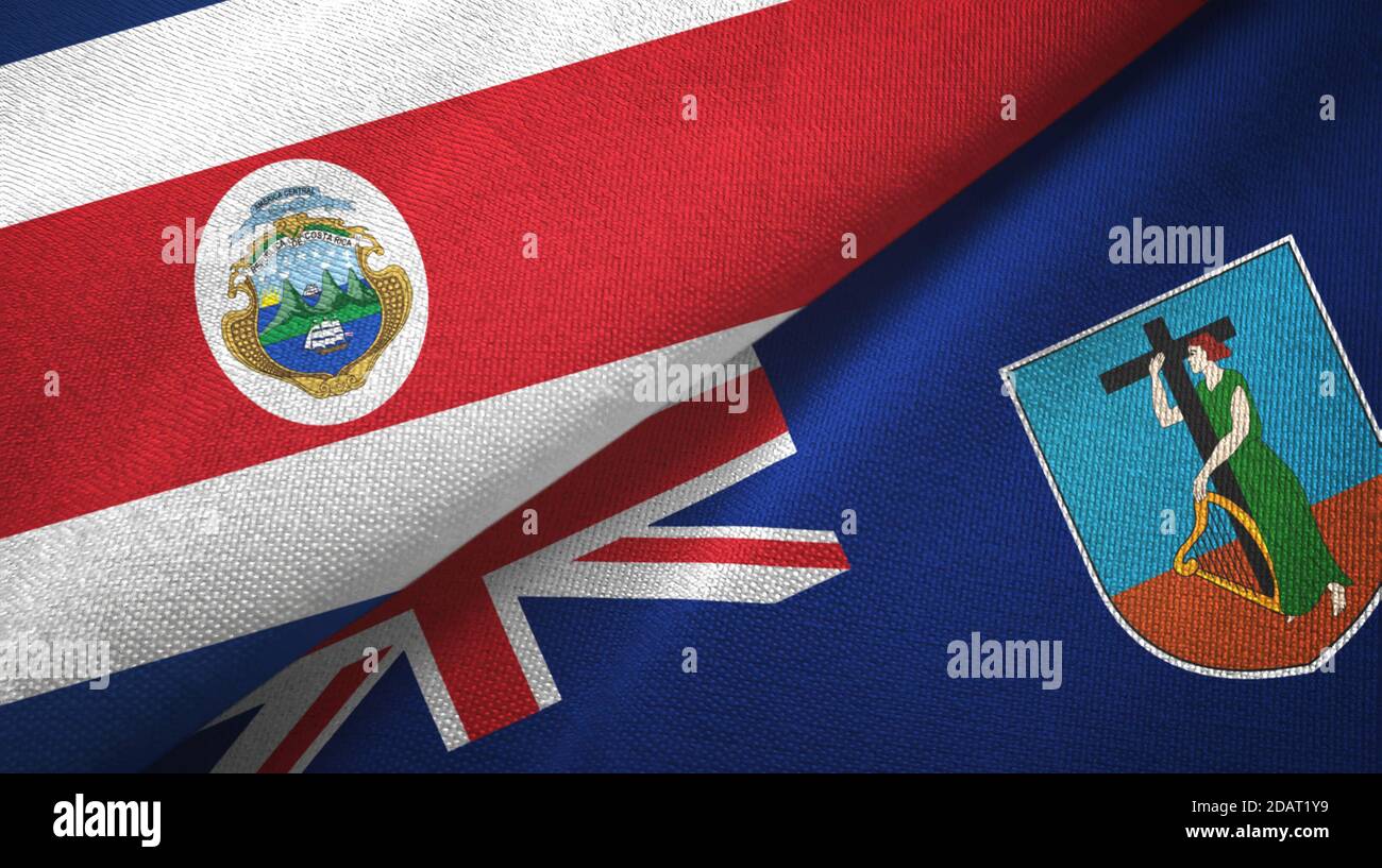 Costa Rica and Montserrat two flags textile cloth, fabric texture Stock ...