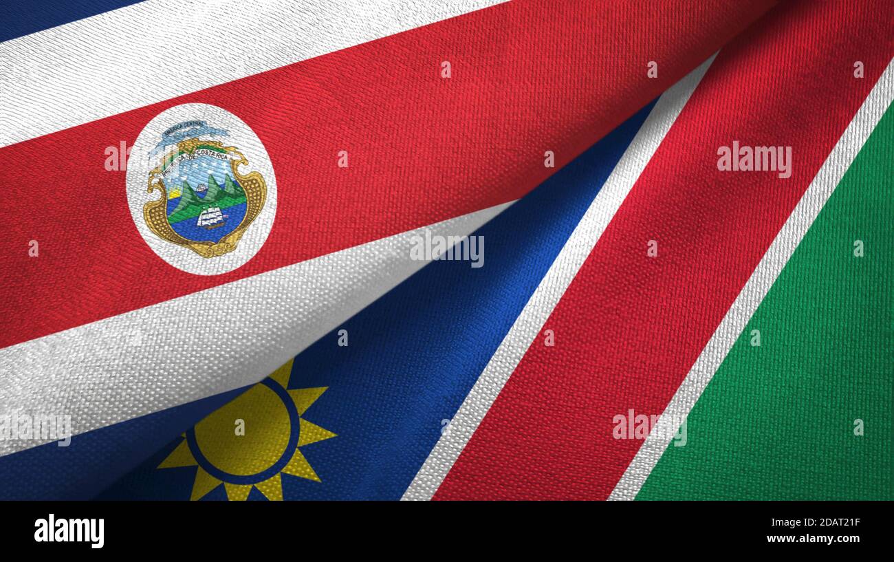 Costa Rica and Namibia two flags textile cloth, fabric texture Stock ...