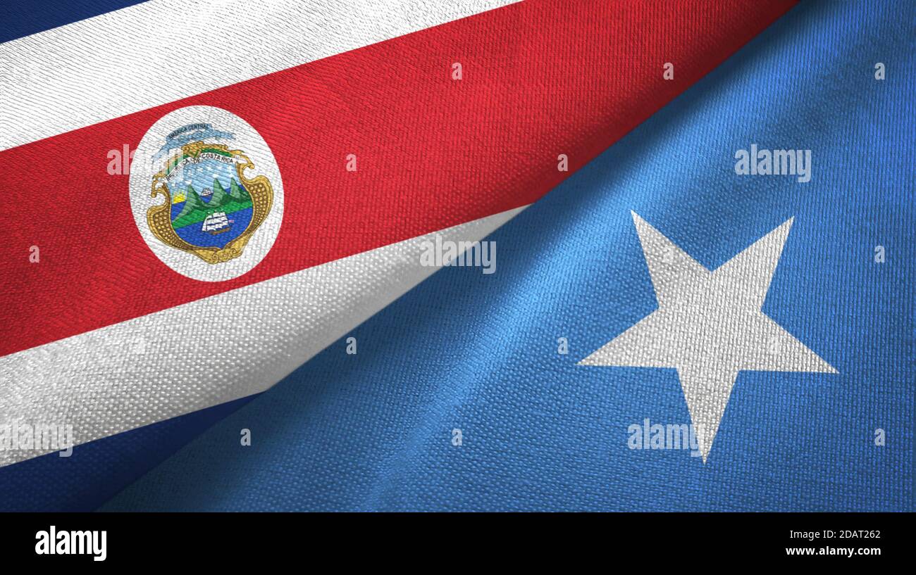 Costa Rica and Somalia two flags textile cloth, fabric texture Stock ...
