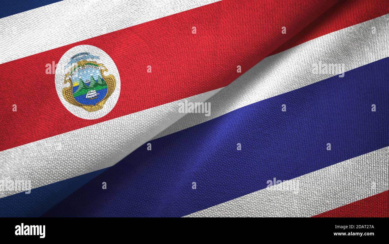 Costa Rica and Thailand two flags textile cloth, fabric texture Stock ...