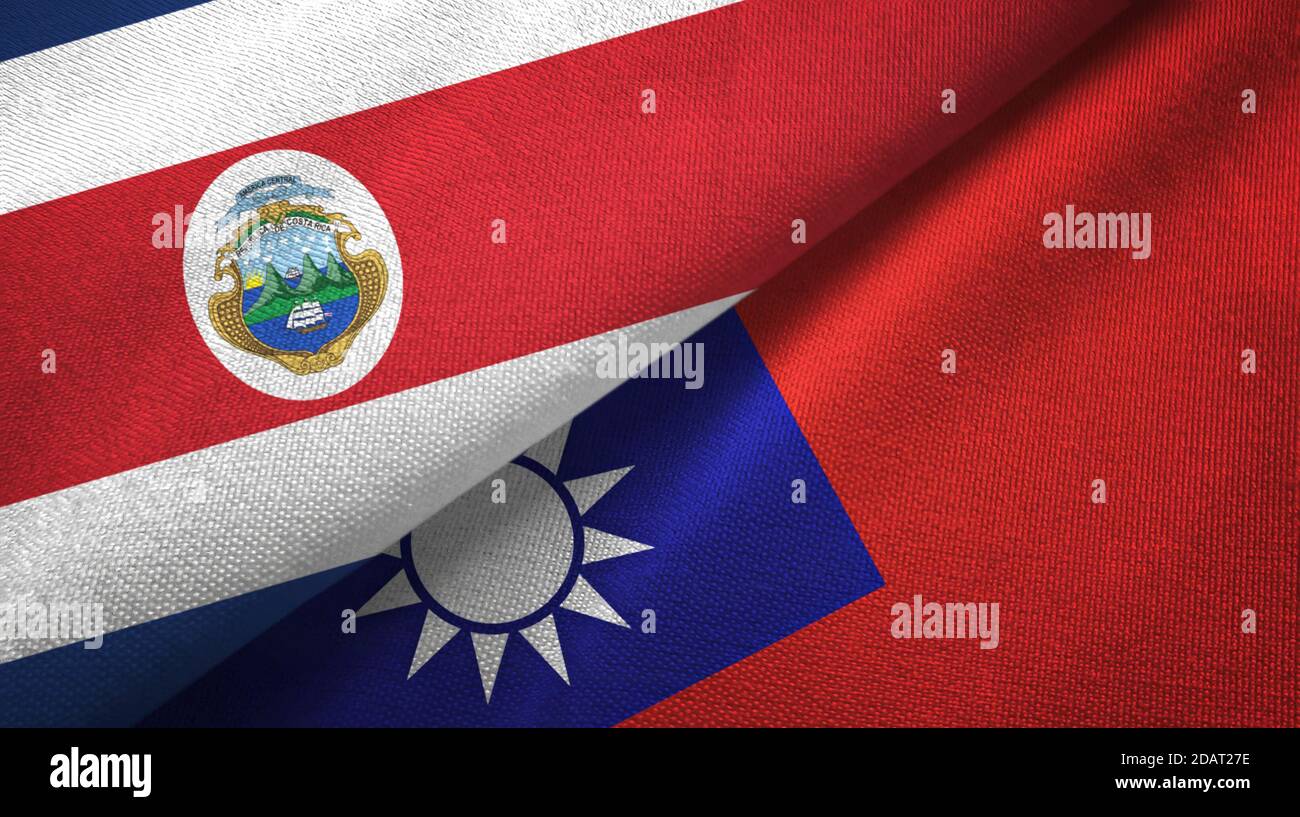 Costa Rica and Taiwan two flags textile cloth, fabric texture Stock ...