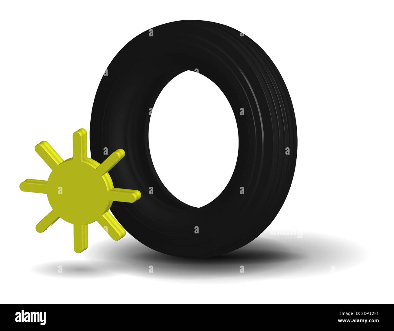 realistic summer car tire on a transparent background with a sun icon ...