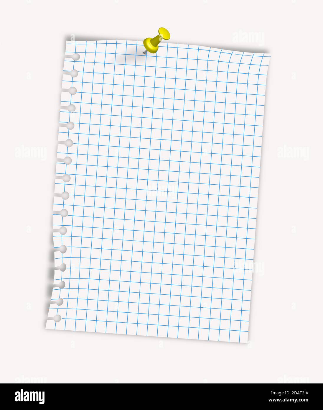 notepad paper sheet pinned by yellow pins. For daily notes. Reminder ...