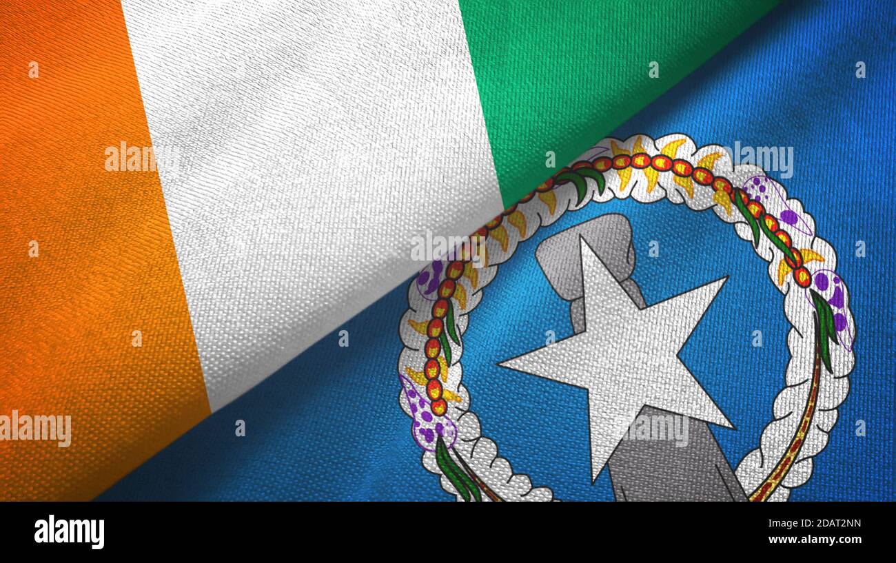 Ivory Coast Cote d'Ivoire and Northern Mariana Islands two flags ...