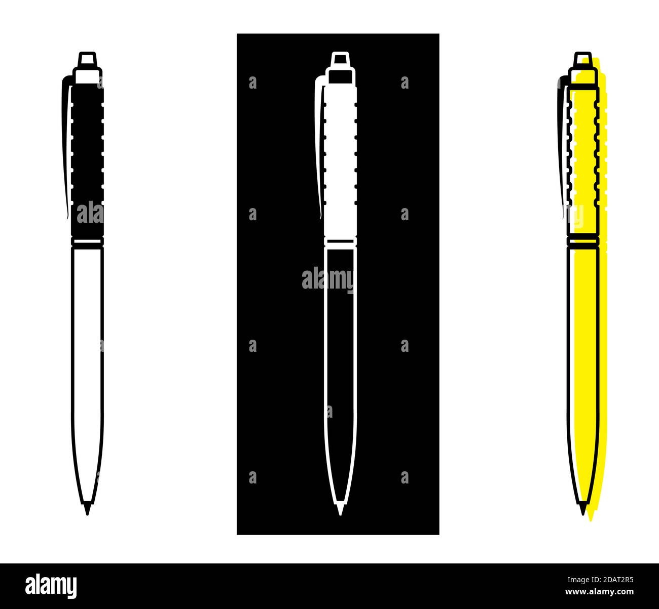 ballpoint pen icon in various colors. Design element. Isolated vector ...