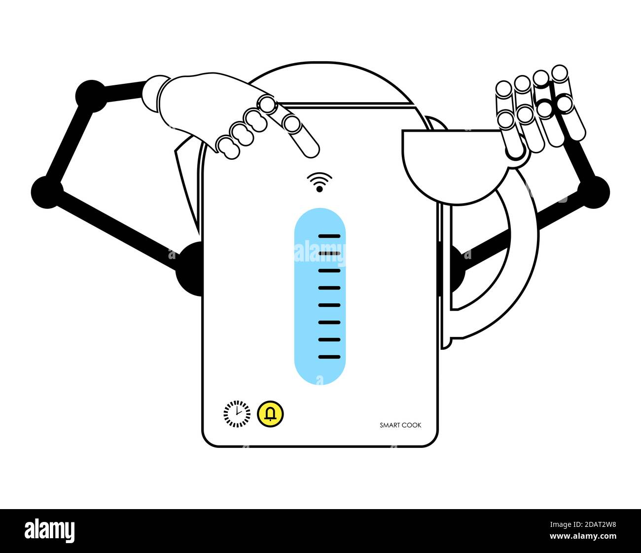 smart electric kettle with robot hands. Household appliances from the ...