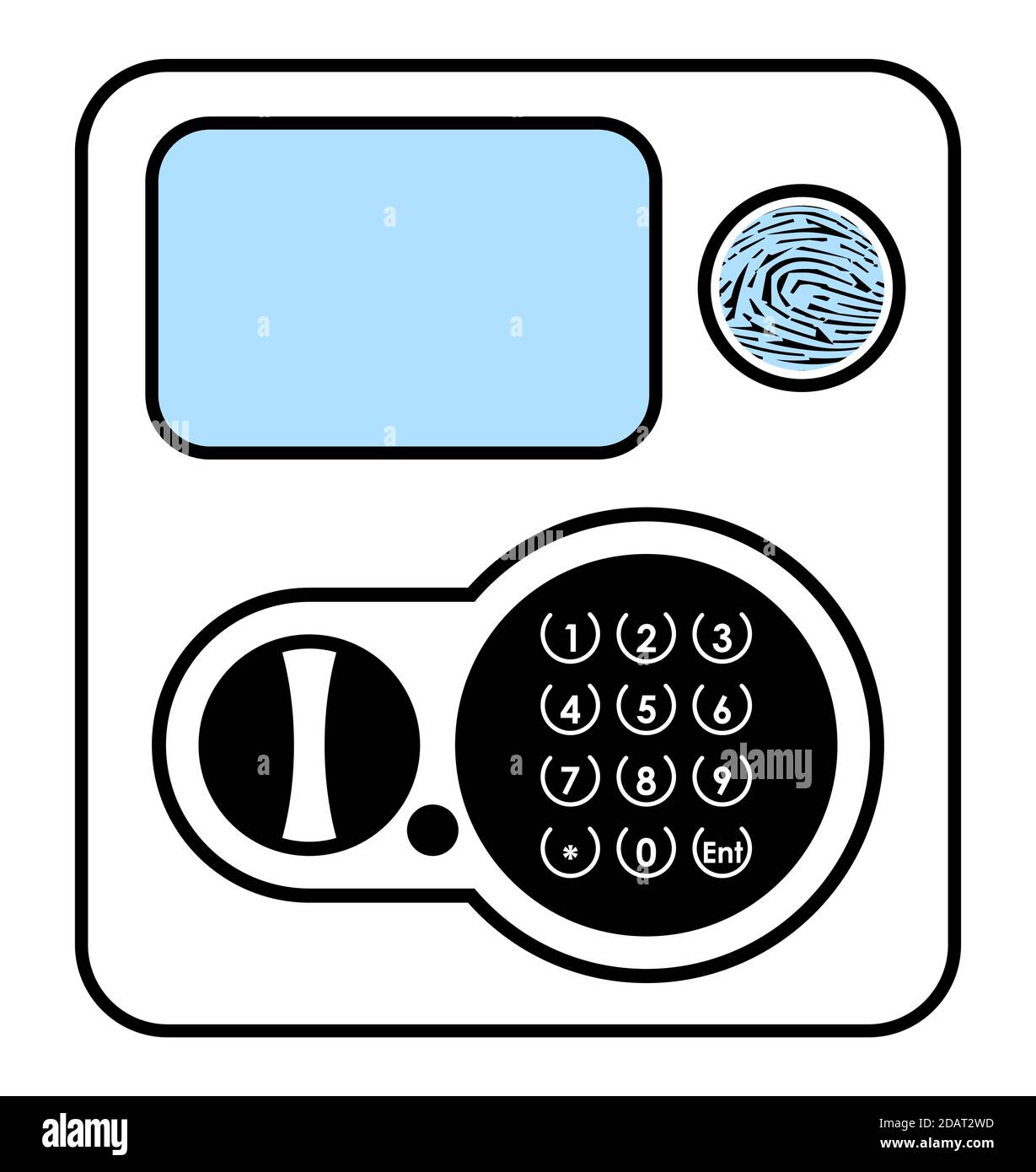safe panel with combination lock and buttons. Black and white icon ...