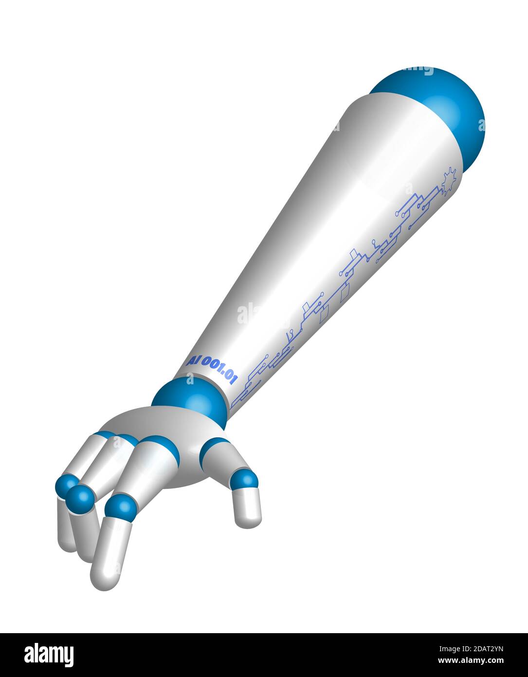 hand of a baby robot points a finger. Artificial intelligence training ...