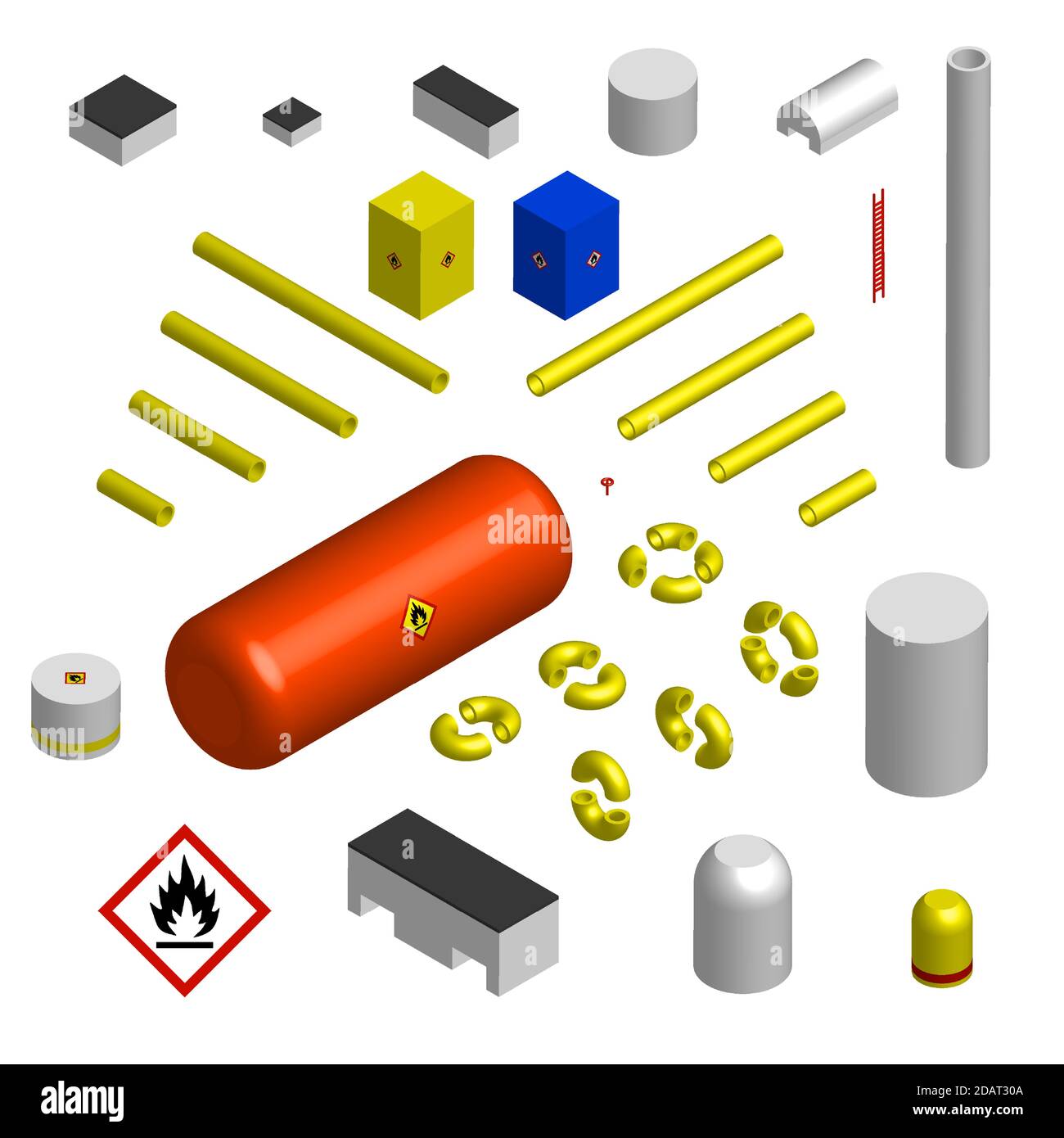 Set of isometric elements for the construction of a gas pipeline and ...