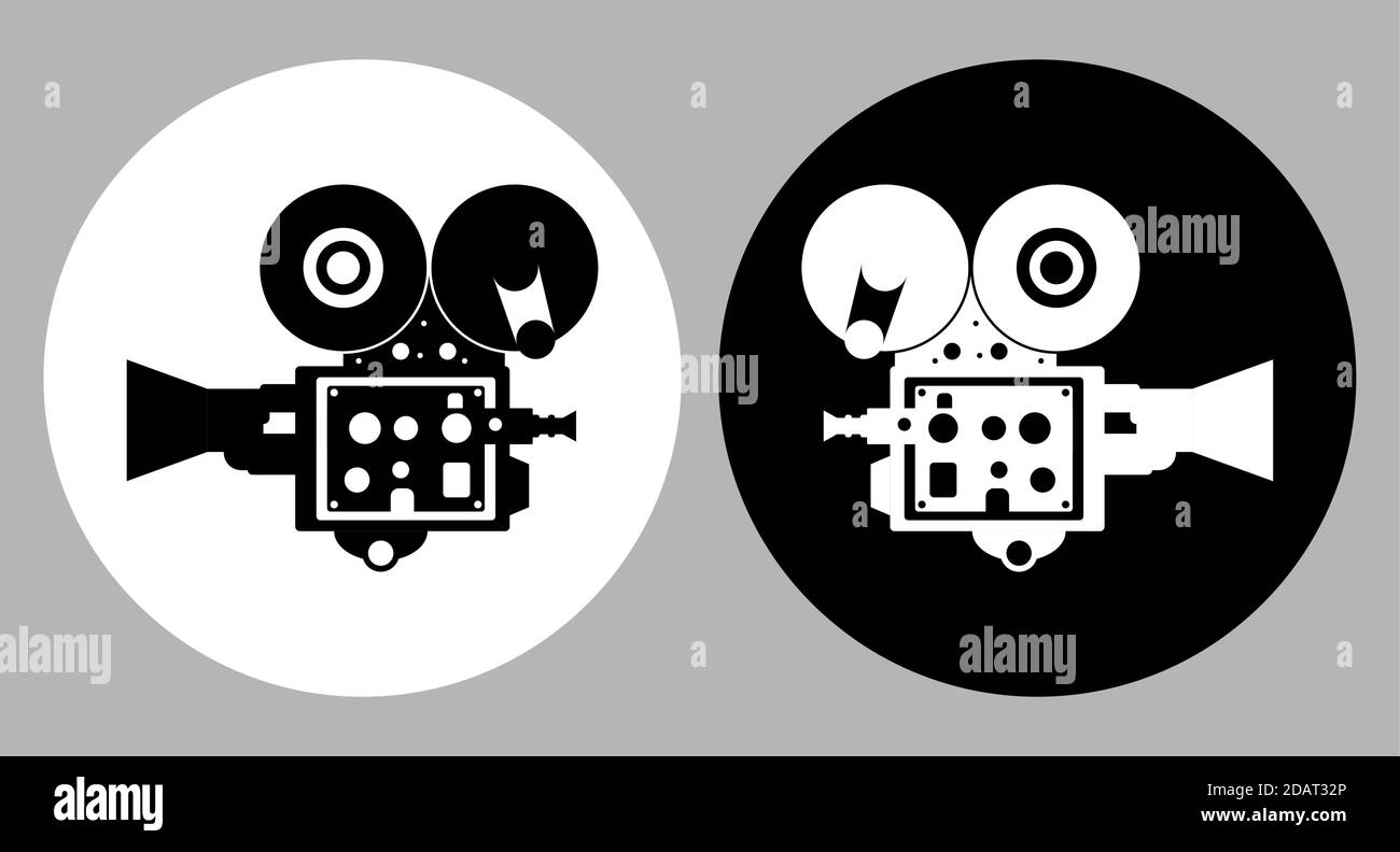 old vintage camcorder logo. Filming a movie on retro instrument. Film recording of a movie ...