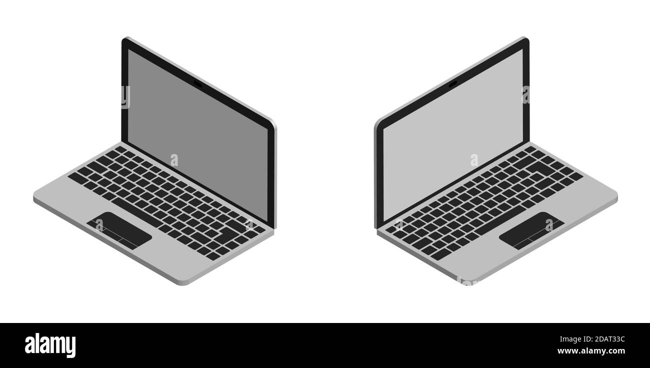isometric, portable notebook in open form. Modern technology. Isolated ...