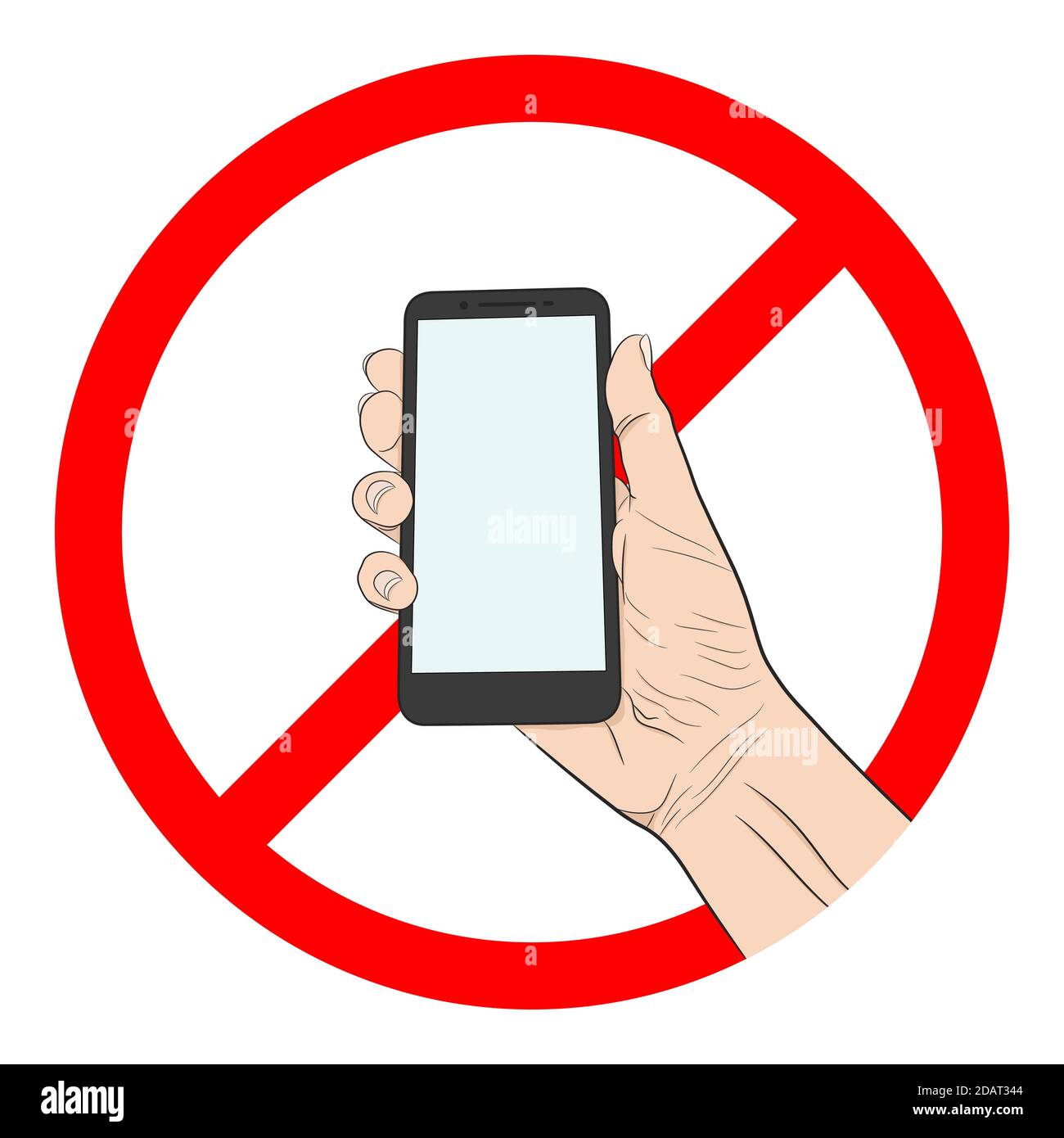 Stop phone sign. No phone. No smartphone sign on white background ...