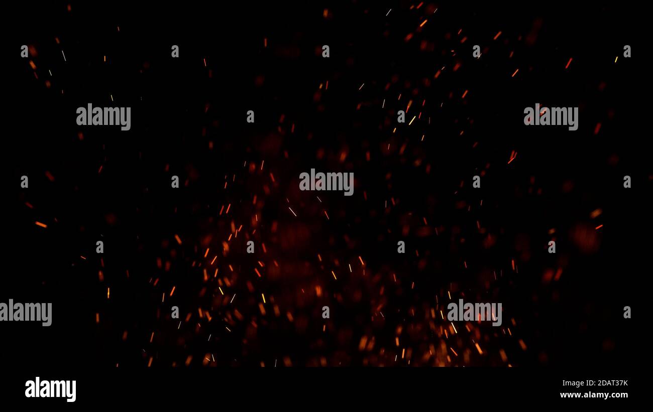 Realistic Burning fire sparks and embers with illuminating light ...