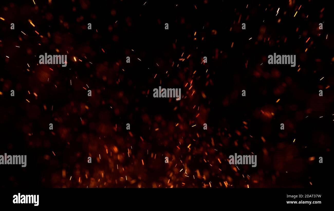 Realistic Burning fire sparks and embers with illuminating light ...