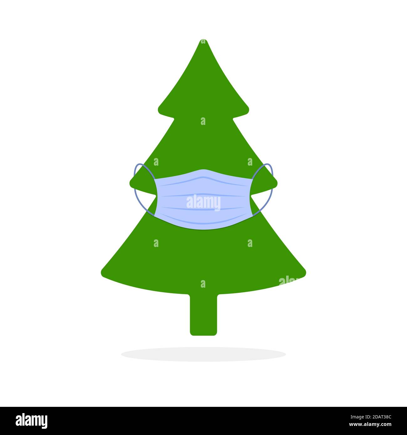 Christmas tree with a medical mask. Vector illustration. Coronavirus ...
