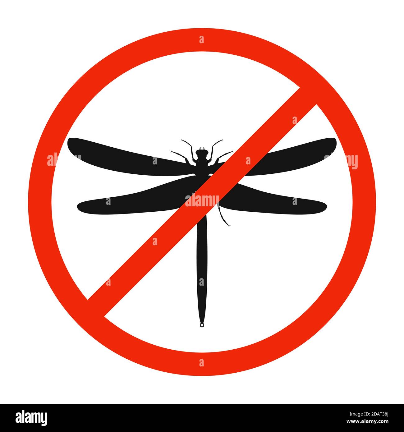 Dragonfly icon. STOP dragonfly sign isolated. Icon of ban of Dragonfly ...