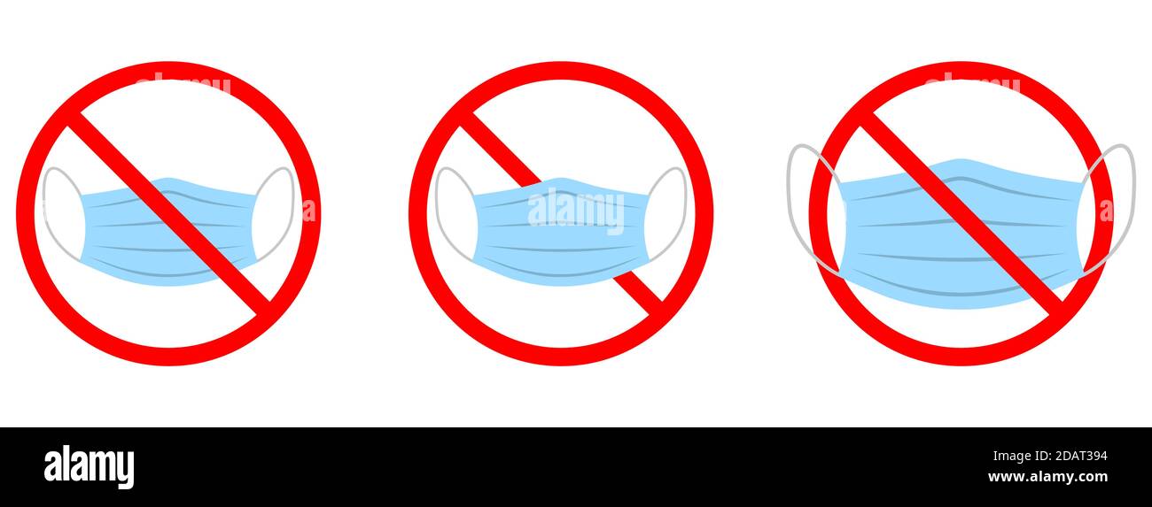 Ban of Medical mask. No medical mask icon, isolated. Vector ...
