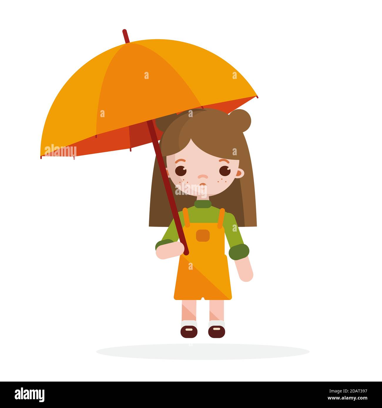 Little Girl With Umbrella Cartoon