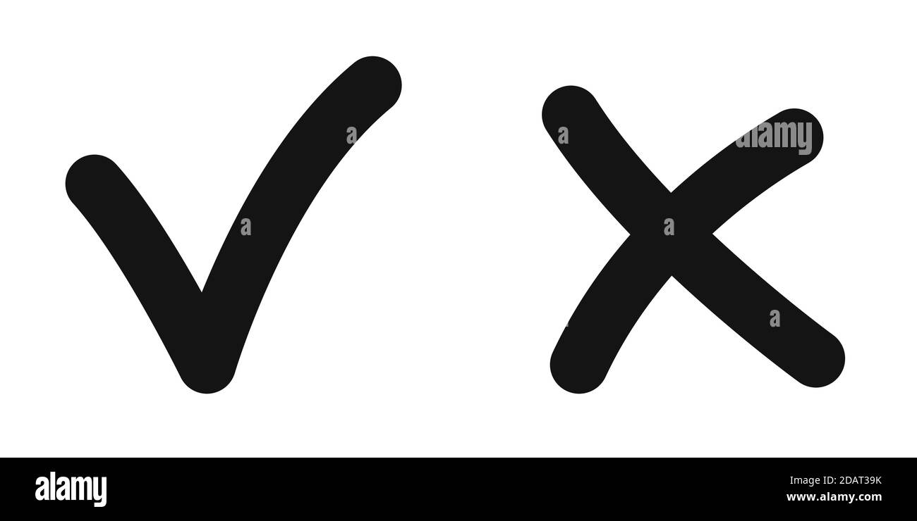 Check mark and cross. Yes and No concept. Vector illustration. Black ...